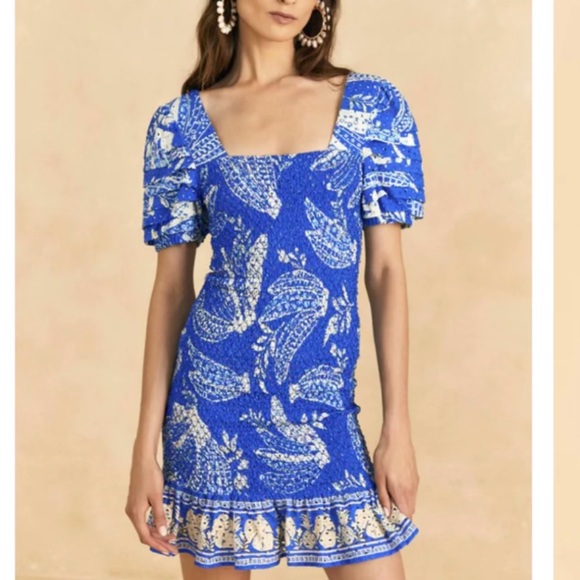 FARM Rio | Dresses | Farm Rio Blue Lace Banana Mini Dress | Poshmark